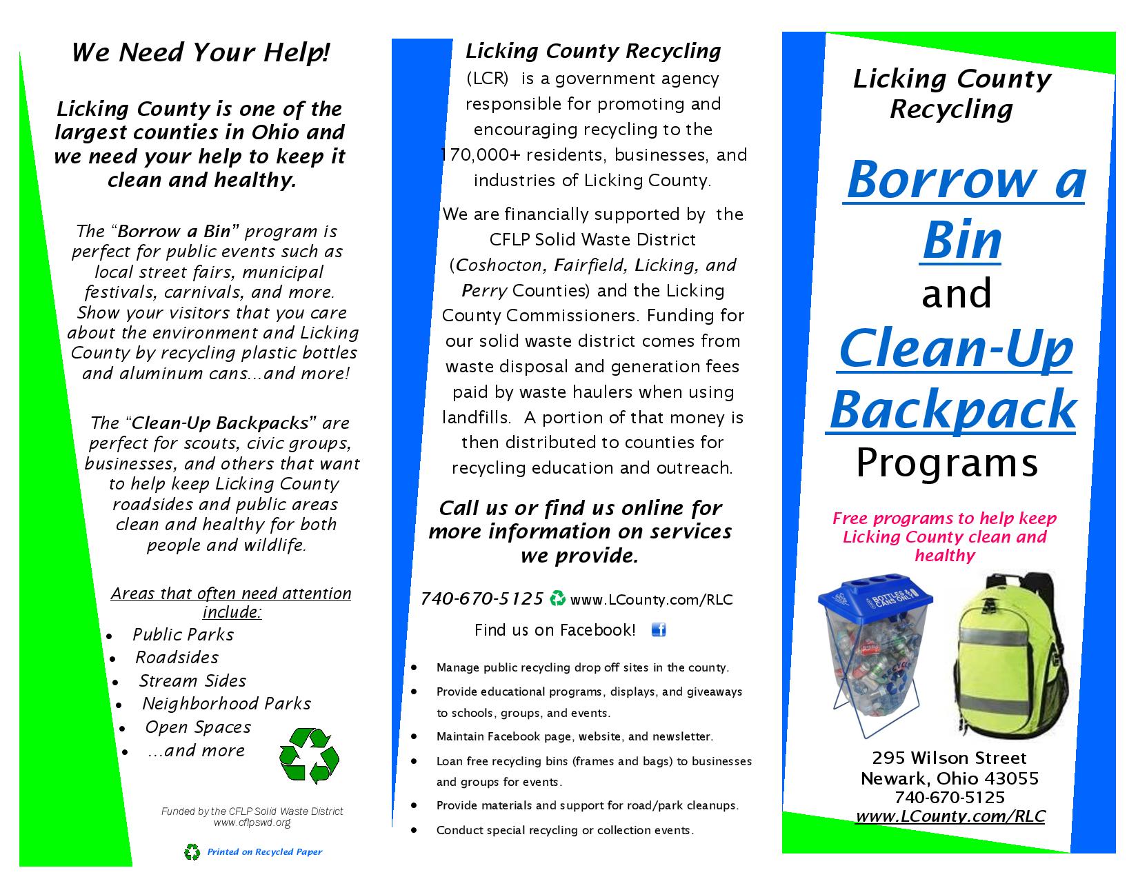 Licking County - Borrow A Bin or Clean Up Pack